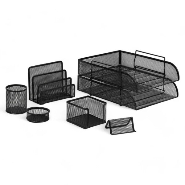 Metal Mesh Desk Set 7 Pcs Black