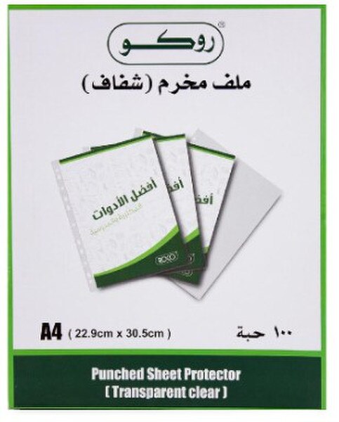 Roco-Punched-Sheet-Protector-A4-Transparent-100-Pack