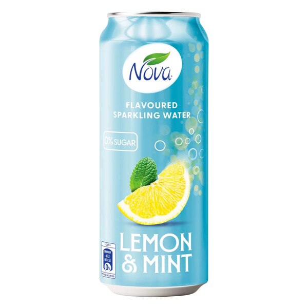 Nova Flavoured Sparkling Water Lemon and Mint 250ml 6/can Sugar Free
