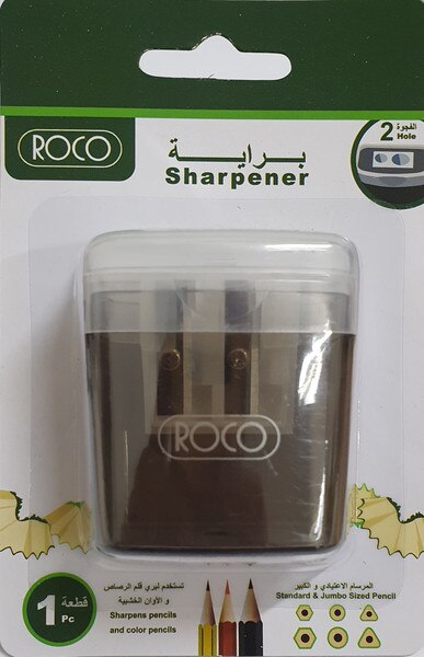 Roco Sharpener Cylinder Shape Double Hole Black