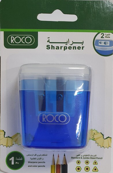 Roco Sharpener Cylinder Shape Double Hole Blue