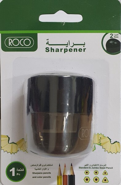 Roco Sharpener Triangle Shape Container Double Hole Black